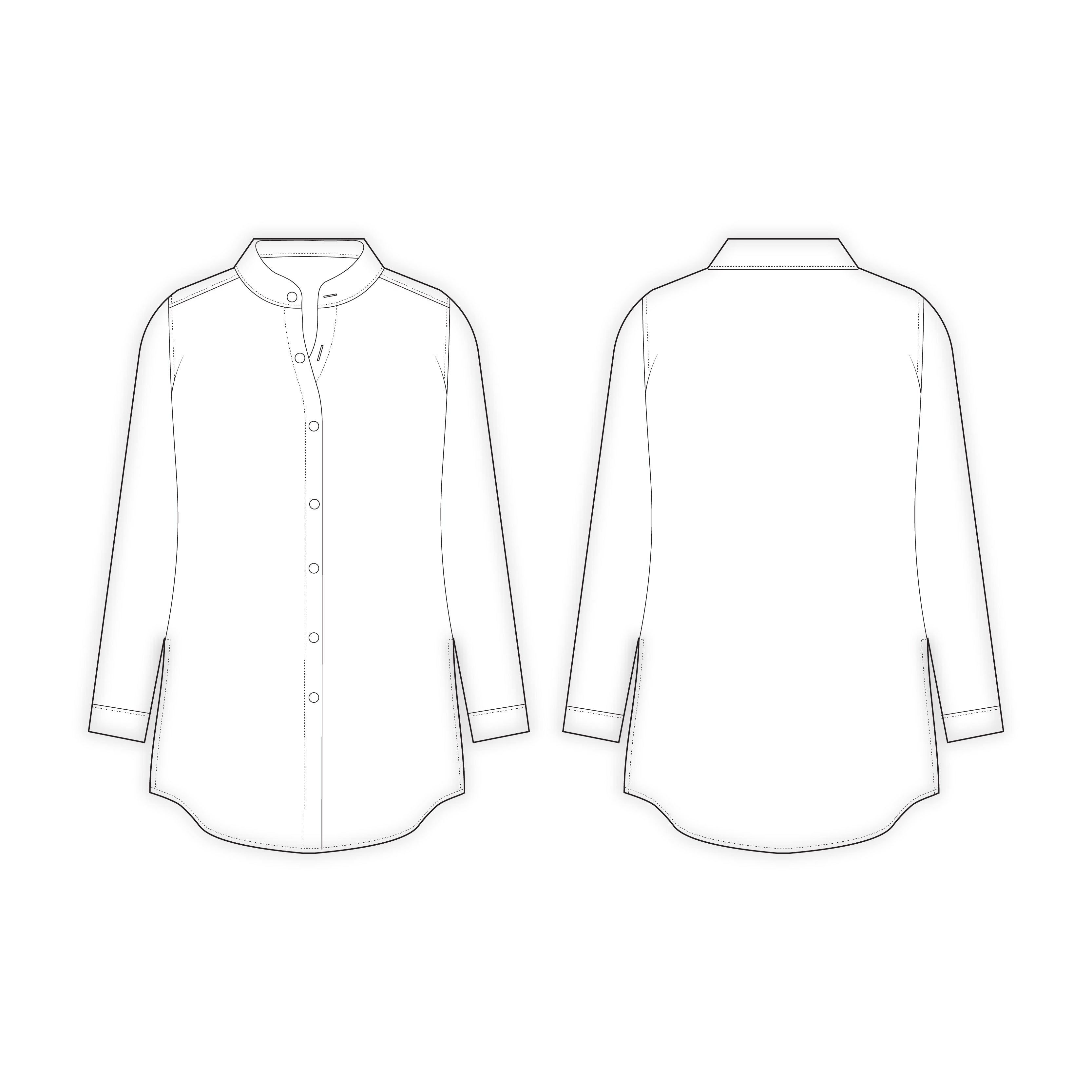 Women's Long Shirt Sewing Pattern - A0005-22-V-2 – Leean Patterns
