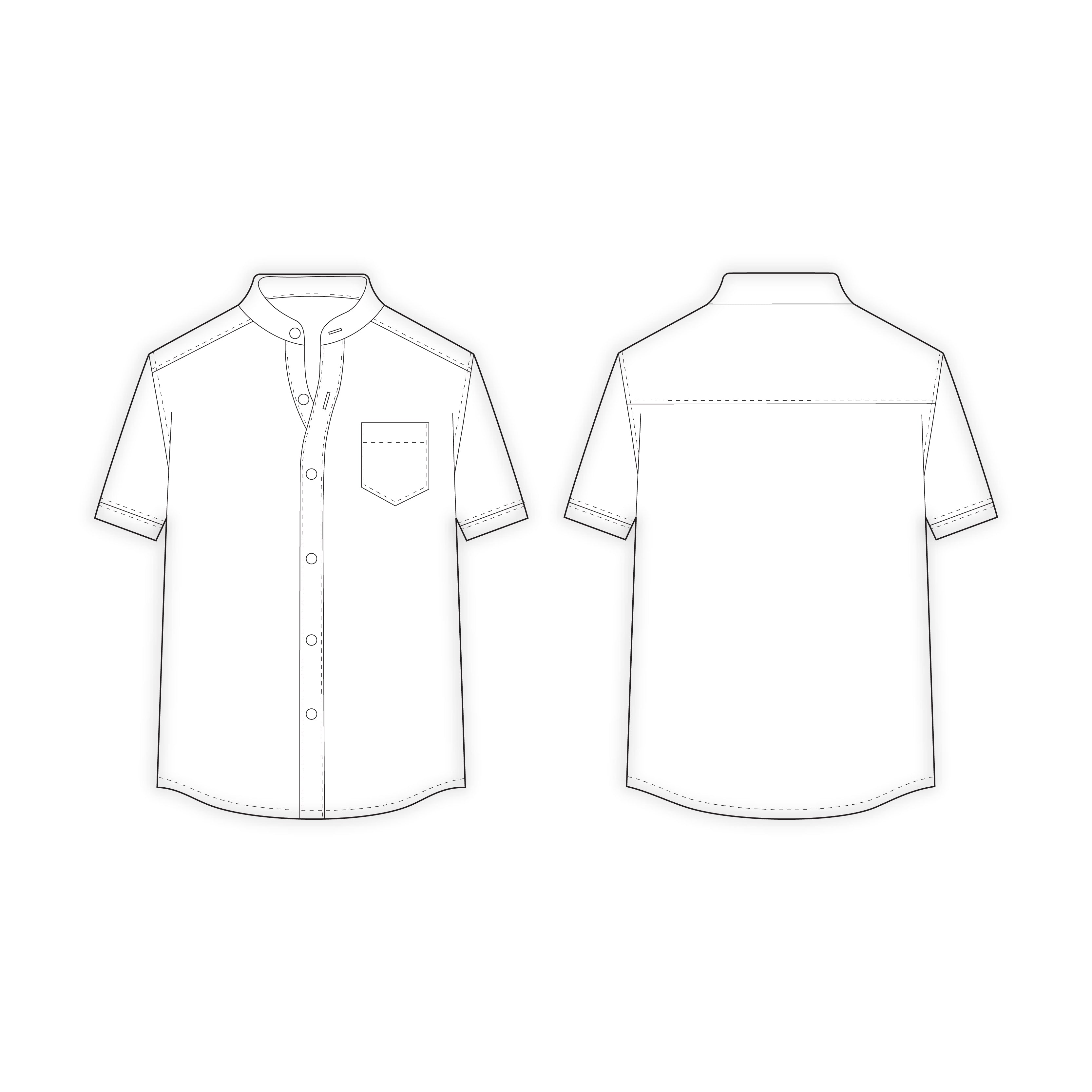 Men's Half Sleeves Shirt Chinese Collar Sewing Pattern - A0009-22-V-04 ...